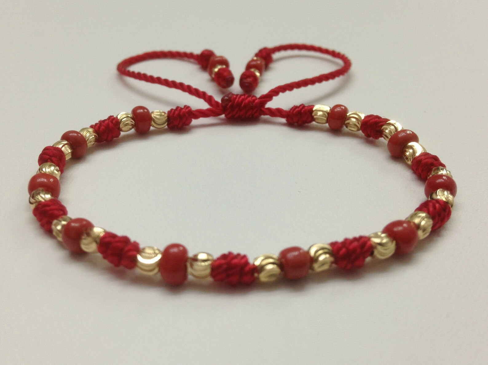 Pulsera Roja Con Oro Laminado Red String Bracelet With Gold - Etsy