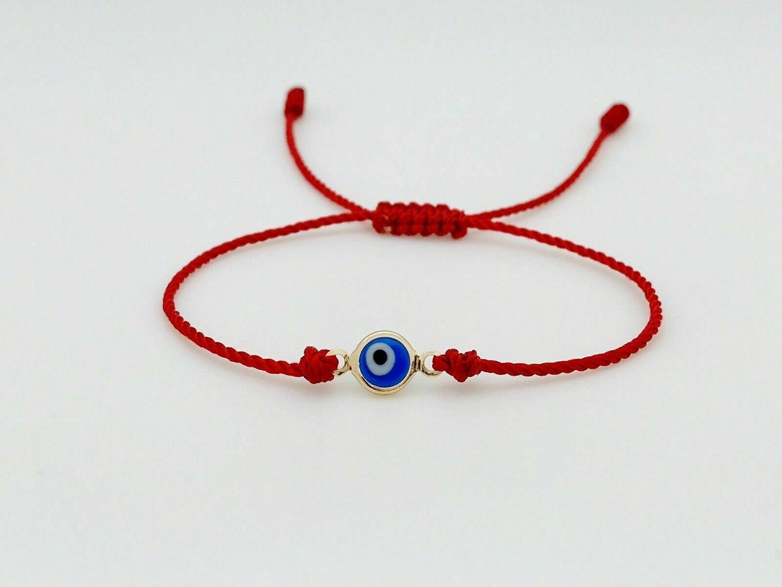 Pulsera Roja Con Ojo Azul Oro Laminado Red String Bracelet - Etsy