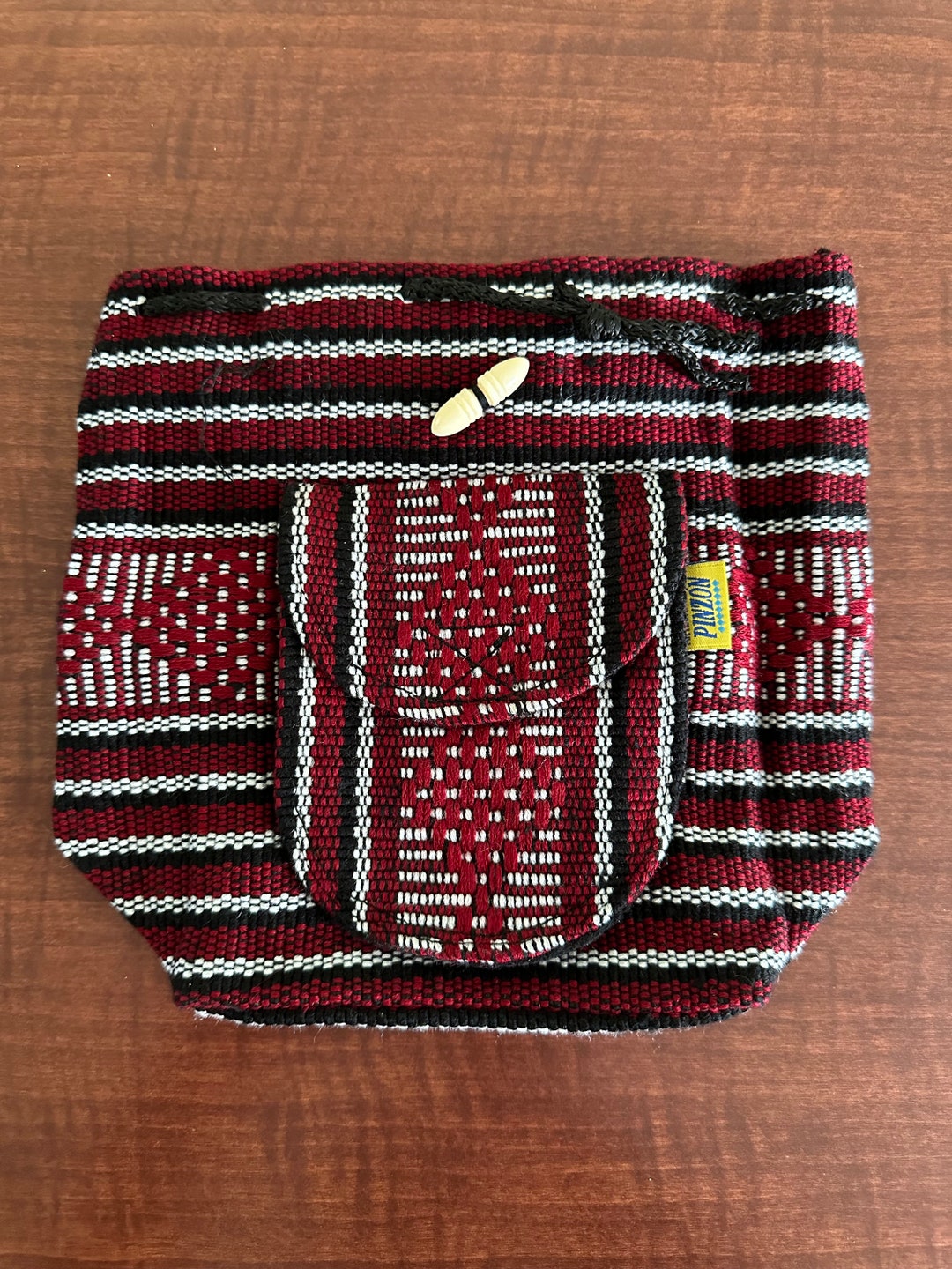 Mini Backpack Burgundy With Black and White Stripes Mini Mochila ...