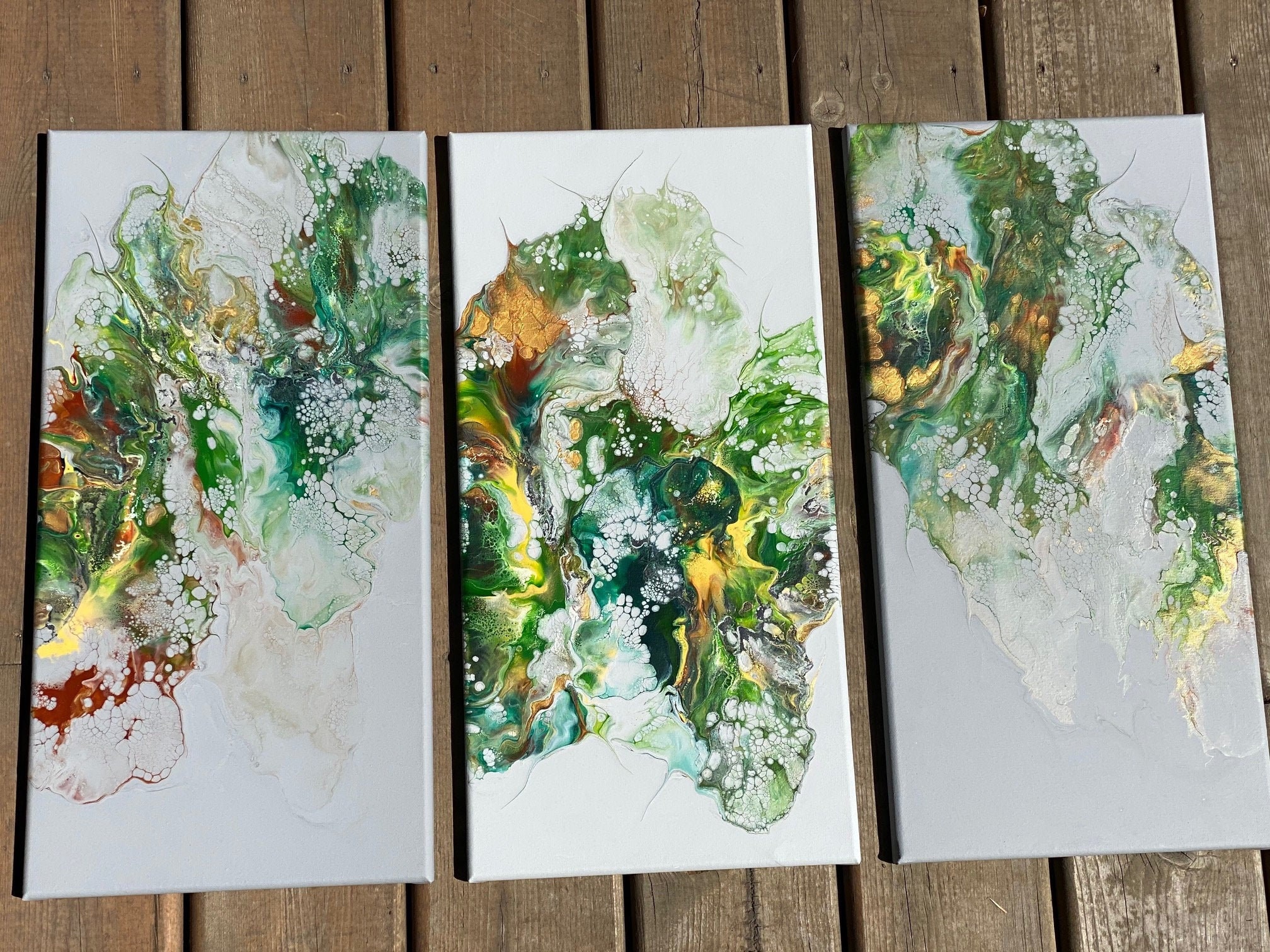 Tríptico original 10x20 Arte abstracto | Etsy