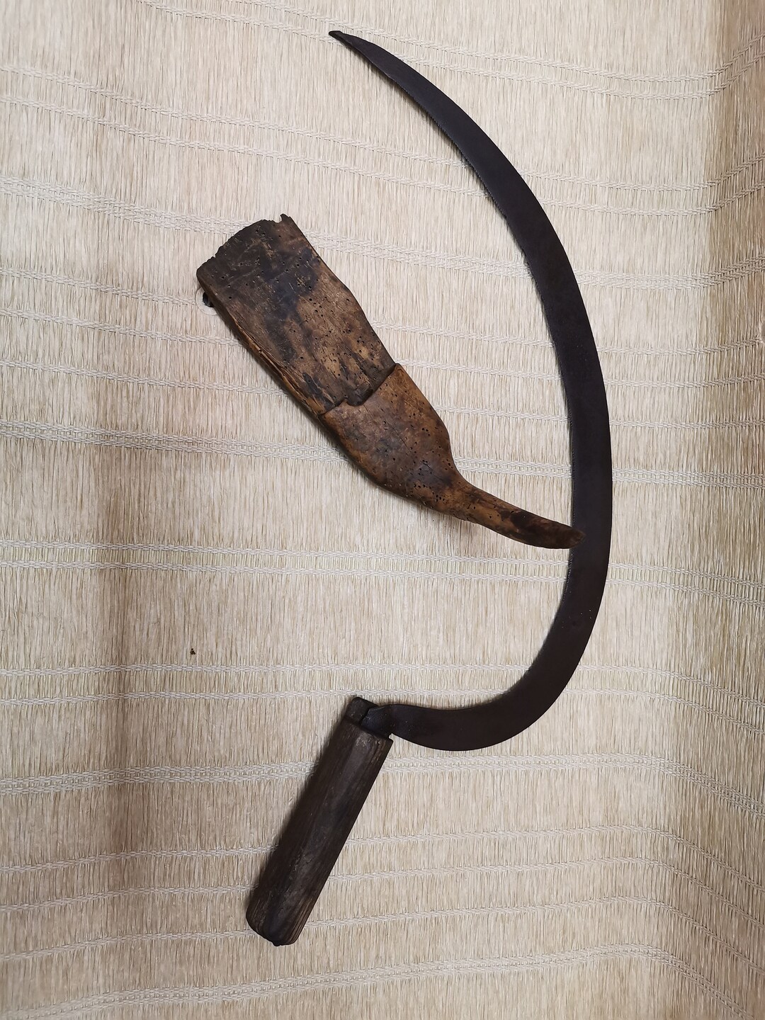 Antique Rustic Primitive Harvest Tools Set Sickle Wooden Glove 1900's L ...