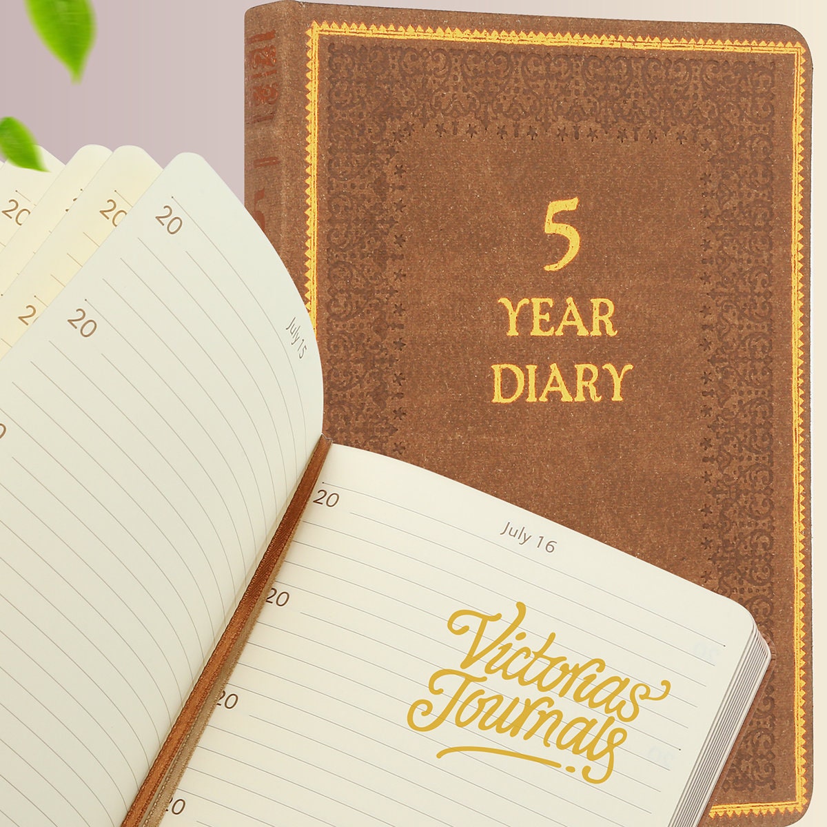 A Line a Day 5 Year Recycled Leather Diary, Vintage Looking for Girls, Women and Men, 4.64x6.6 ...