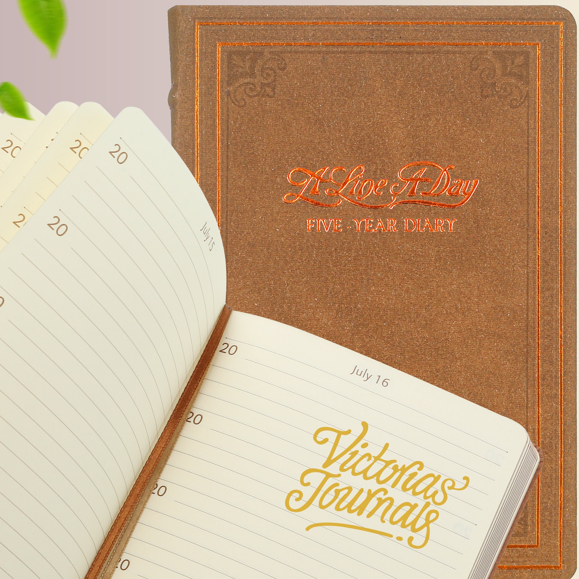 A Line a Day 5 Year Recycled Leather Diary, Vintage Looking for Girls ...