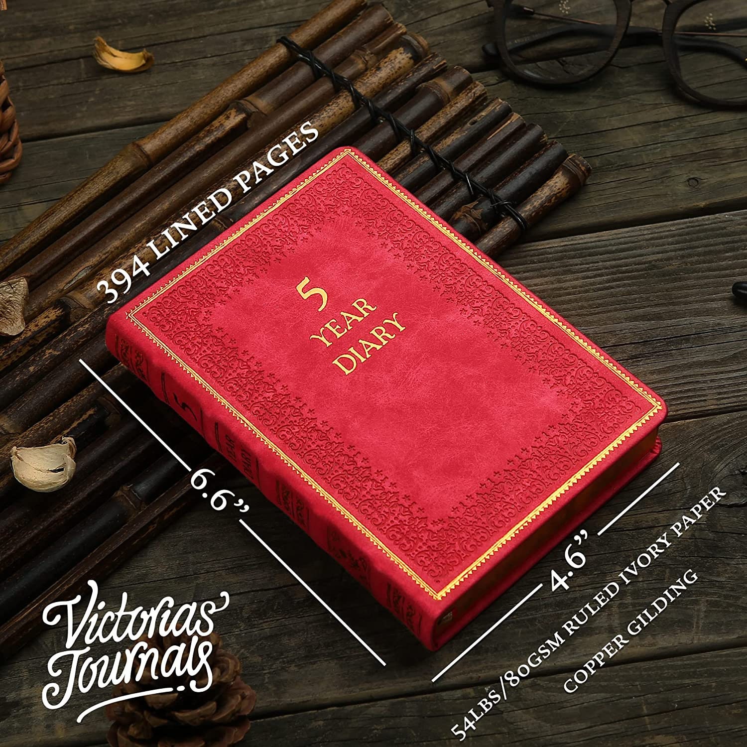 Five-year Antique Look Diary Vegan Leather Cover 4.6x6.6, 394p. red - Etsy