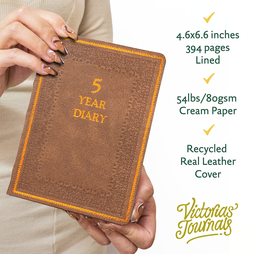 A Line a Day 5 Year Recycled Leather Diary, Vintage Looking for Girls, Women and Men, 4.64x6.6 ...