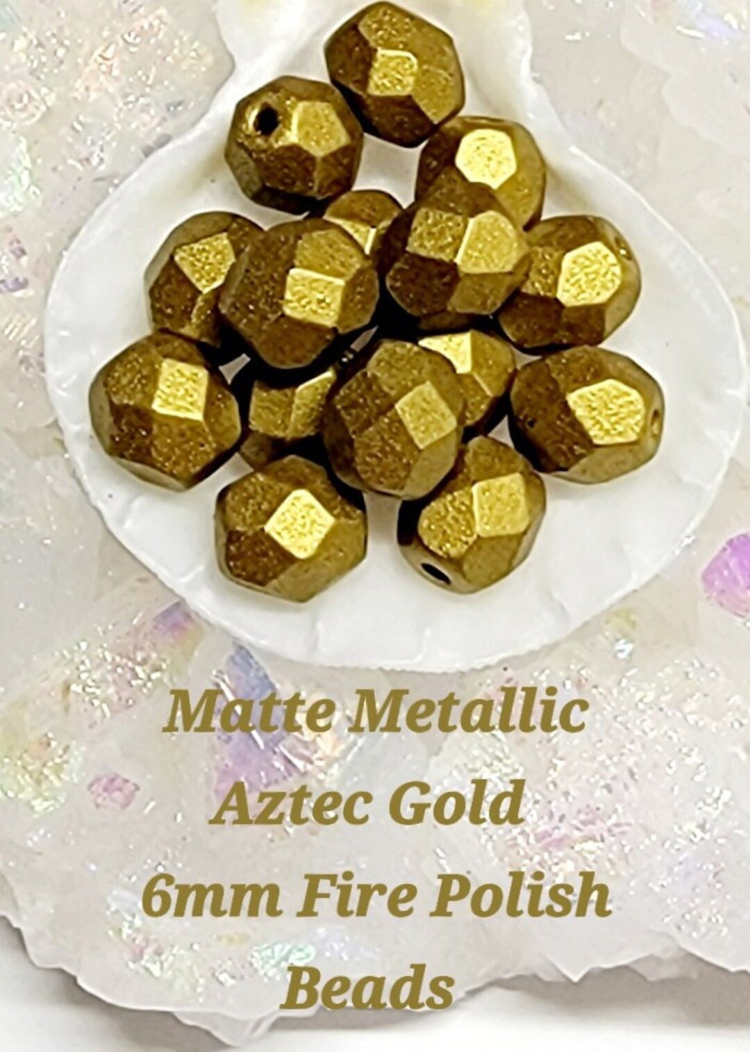 Matte Metallic Aztec Gold Fire Polish Beads 6mm Premium Czech Glass 25 ...