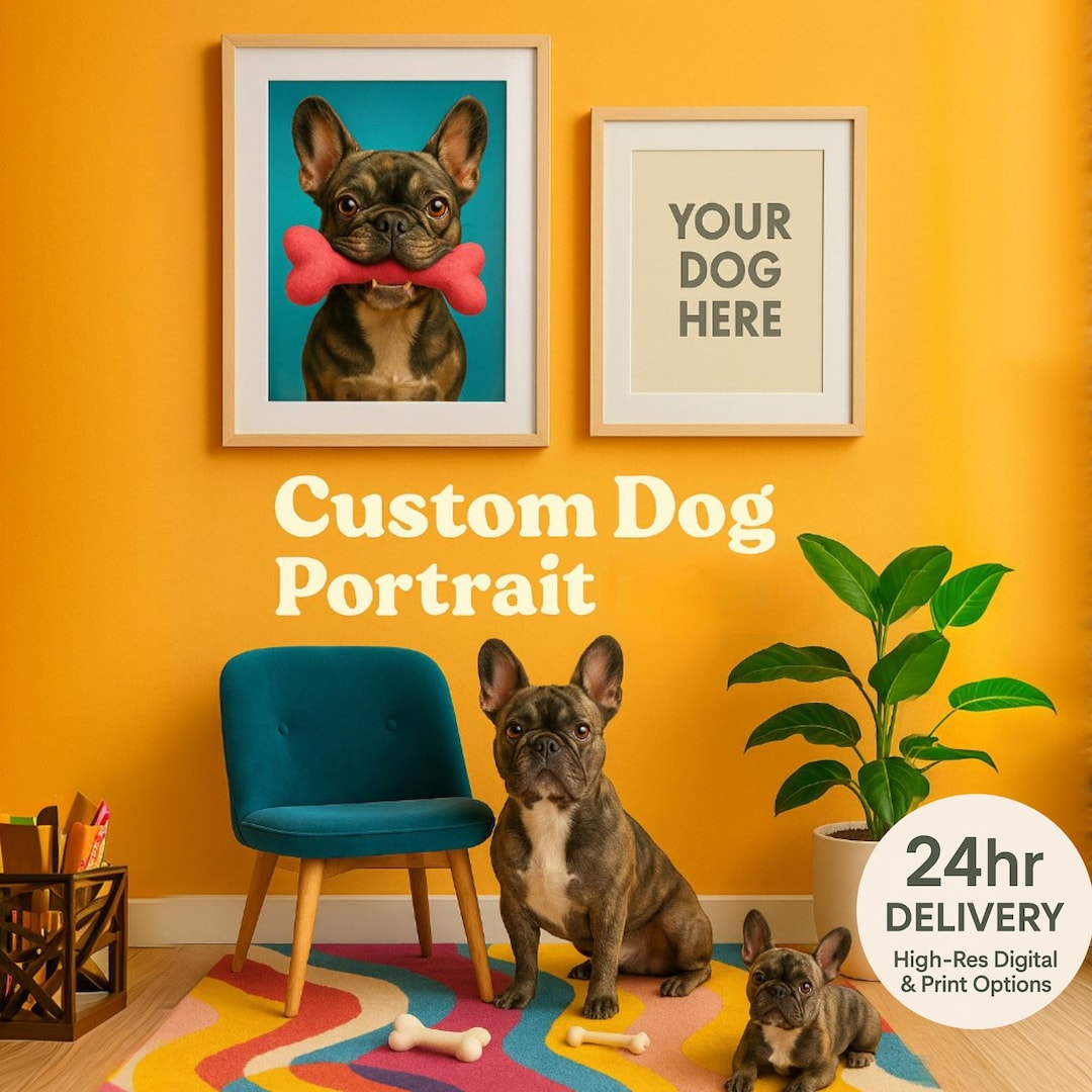 Custom Dog Portrait From Your Photo – Fully Personalized for Your Fur ...