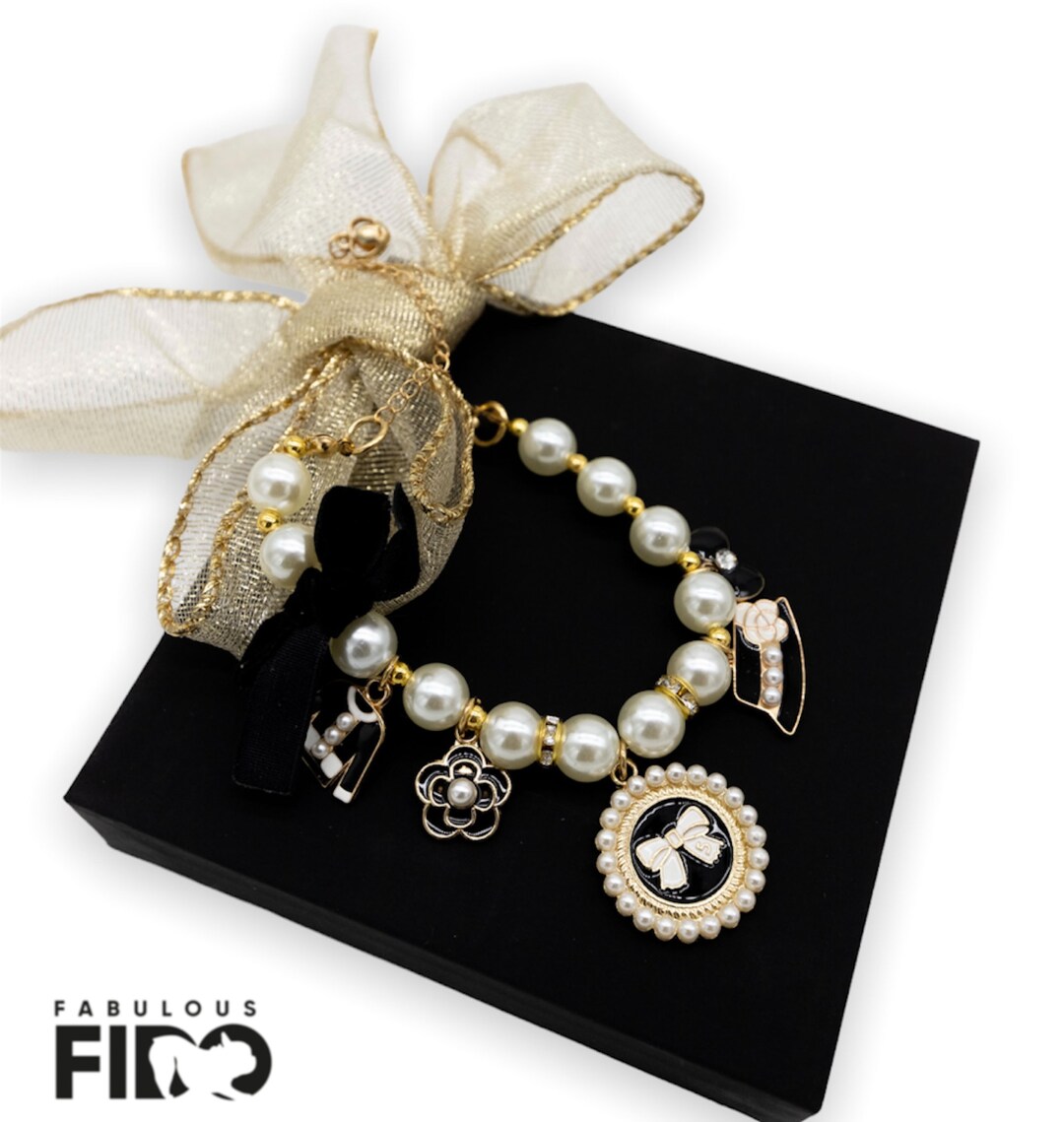 Fabulous Fido Dog Lace Pearl Necklace, Elegant Pet Jewelry of Different ...