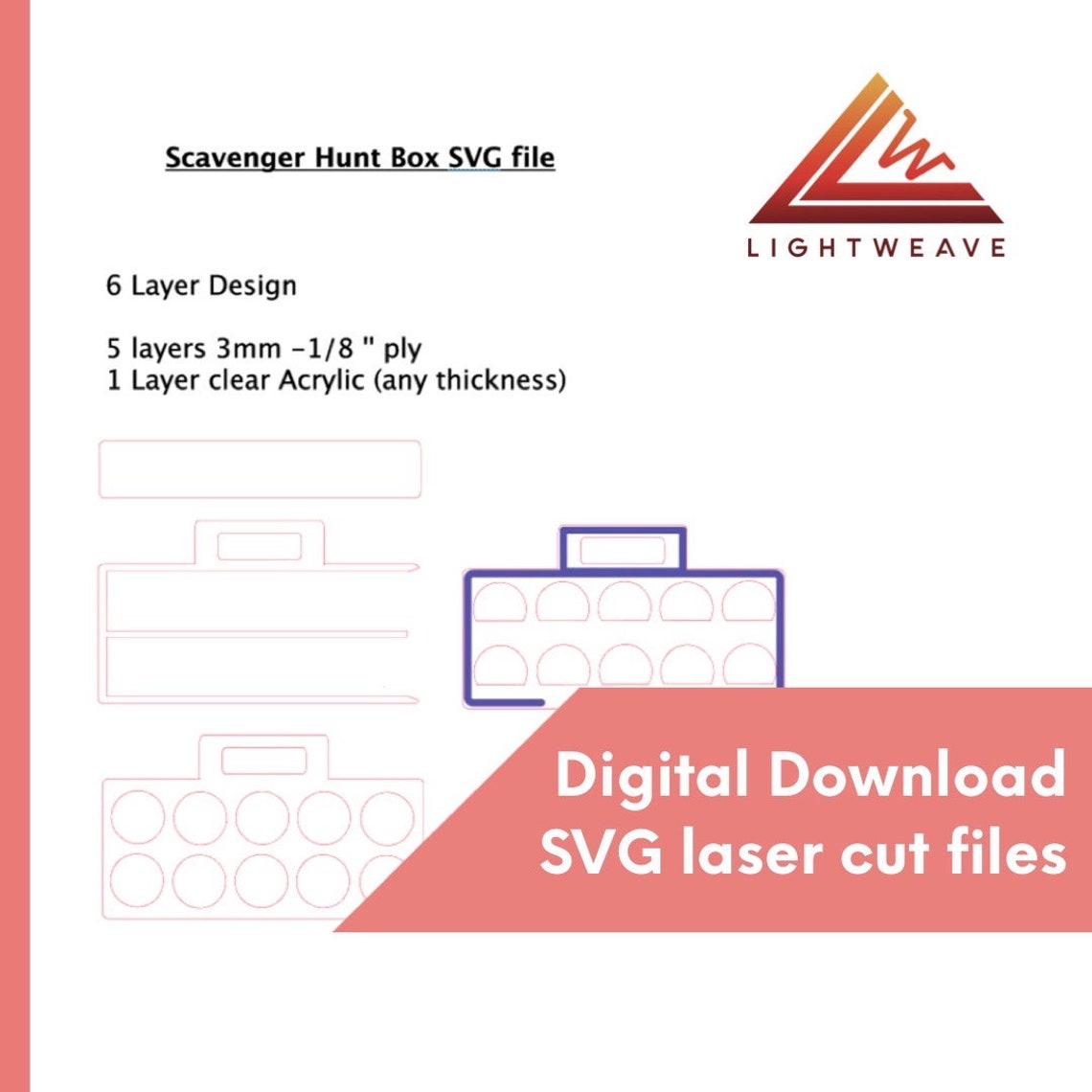 Scavenger Hunt Box SVG Glowforge Ready Laser Cut File - Etsy