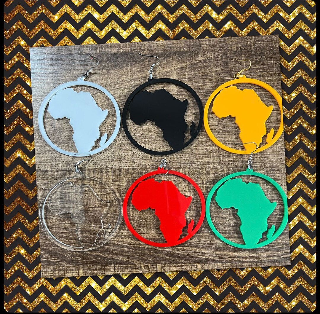 Acrylic Africa Hoop Earrings, Africa Earrings, Africa Accessories ...