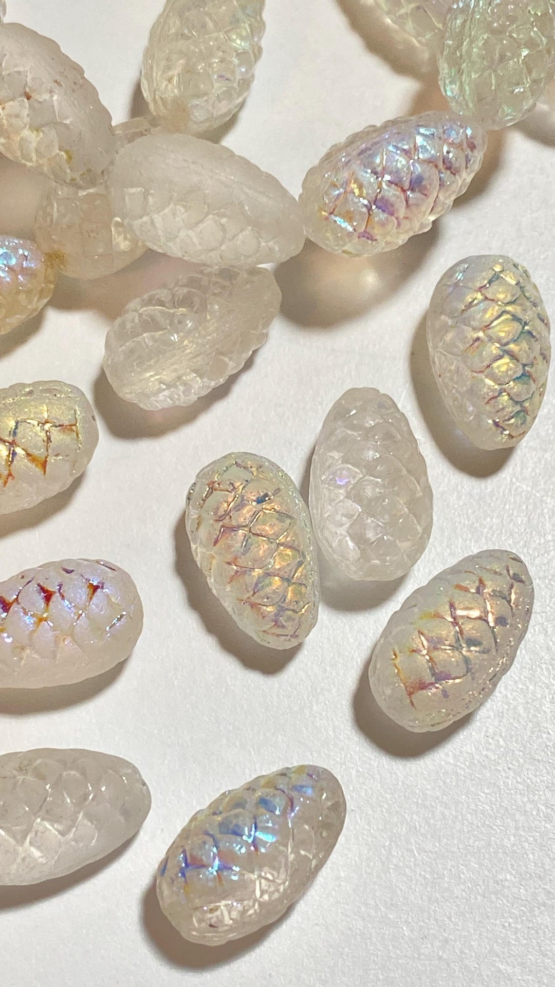 13x8mm Pine Cone Bead, Crystal Transparent Matte With AB Finish ...