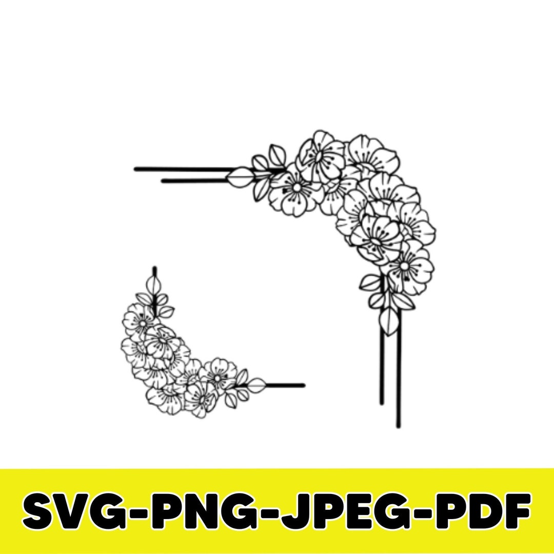 Flower Border PNG, SVG, JPEG, Pdf, Silhoulette Cut File for Circut ...