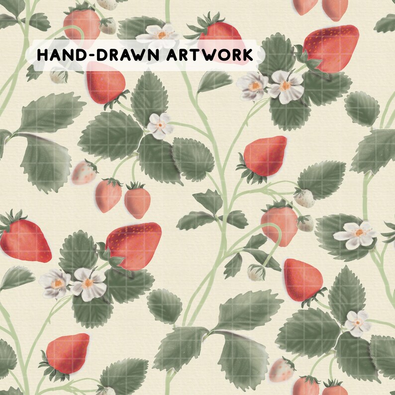 Strawberry Fruit Seamless Pattern 300 DPI .PNG Instant Download for ...