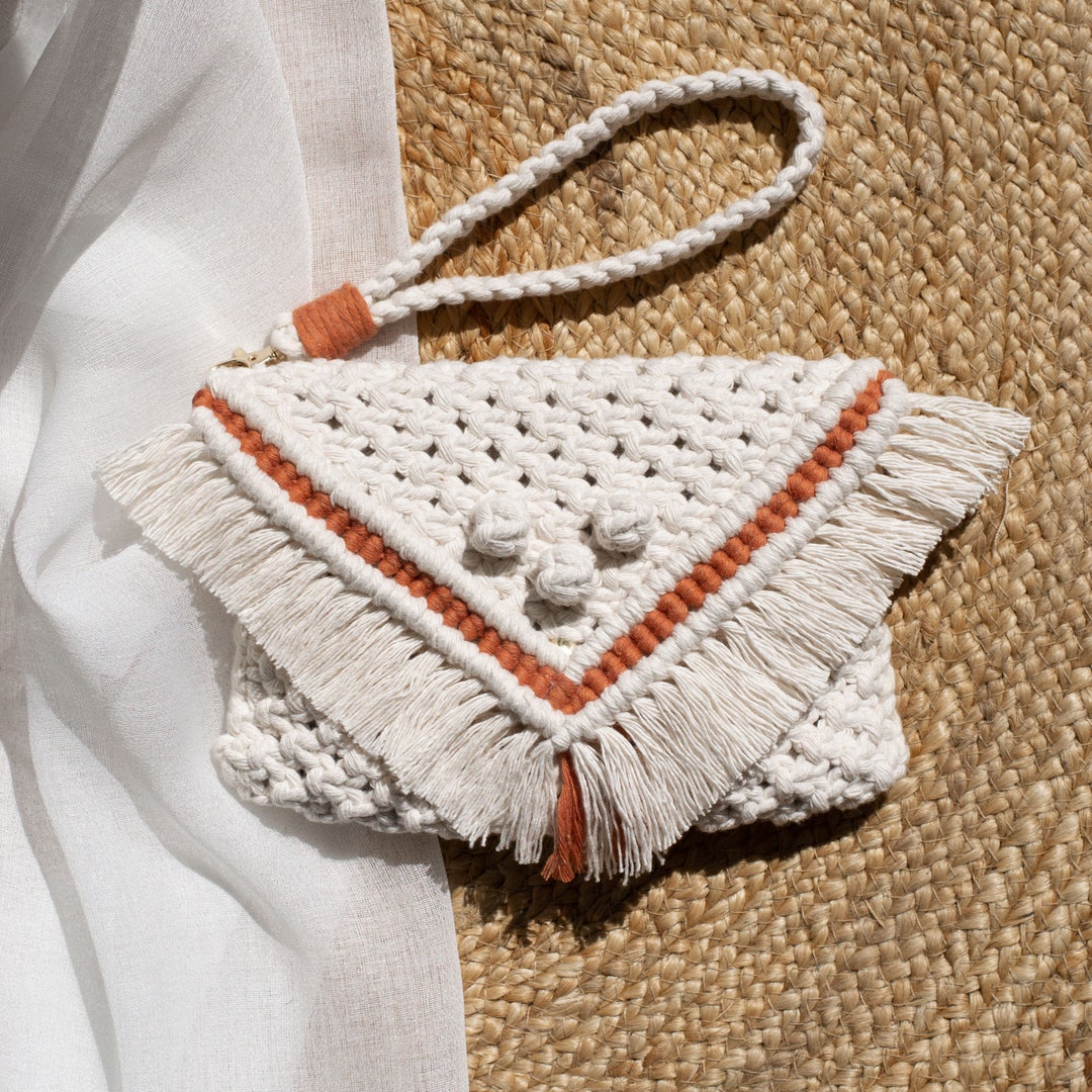 Macramé Pouch Macramé Handbag White Terracotta 100% Cotton - Etsy UK