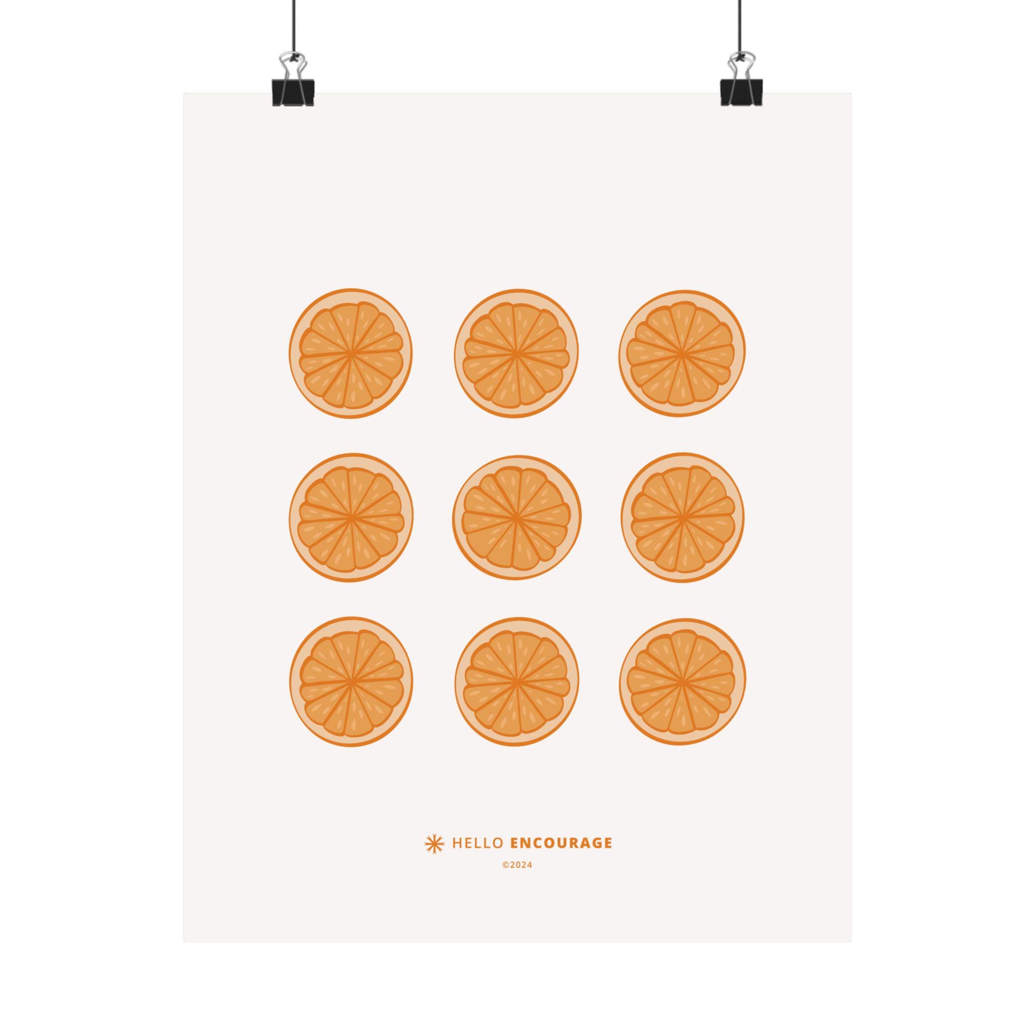 Orange Pattern Poster, Orange Poster, Matte Vertical Poster, Orange Art ...