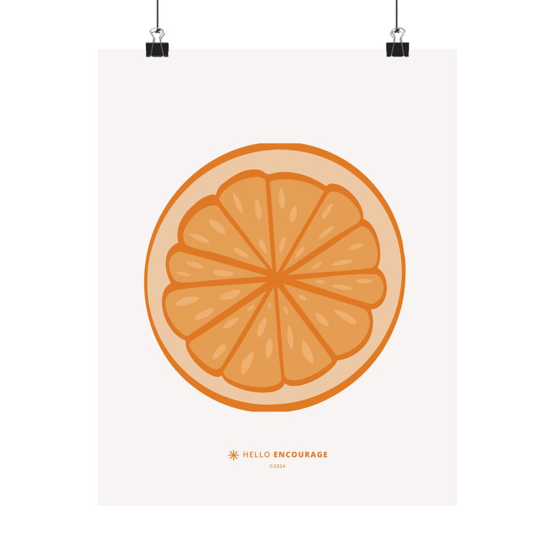 Orange Poster, Matte Vertical Poster, Orange Art Print, Fruit Art Print ...