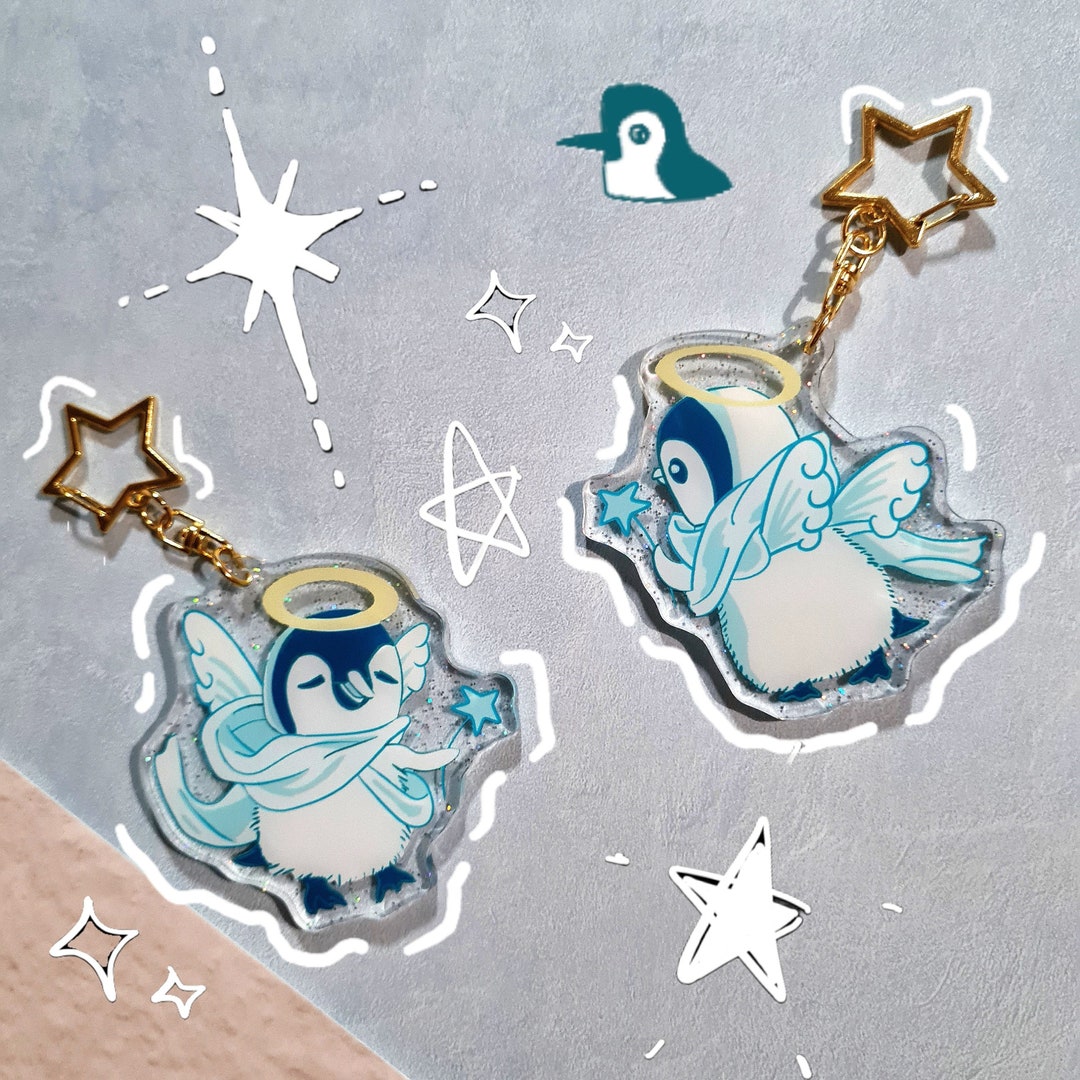 Acrylic Keychain of Angel Penguin, Cute Keychain - Etsy