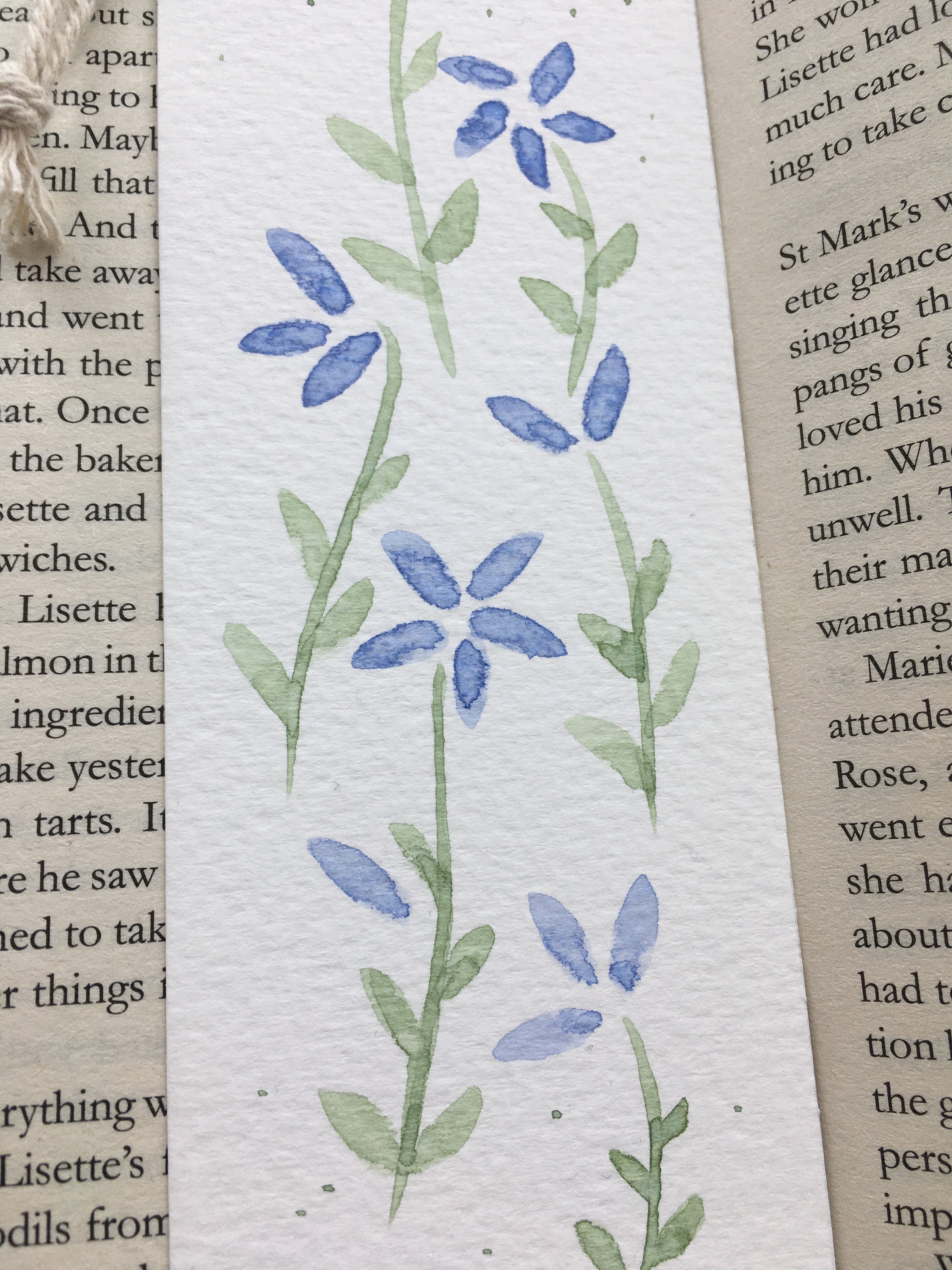 Bookmarks. Hand Made Bookmark Blue Floral Design - Etsy