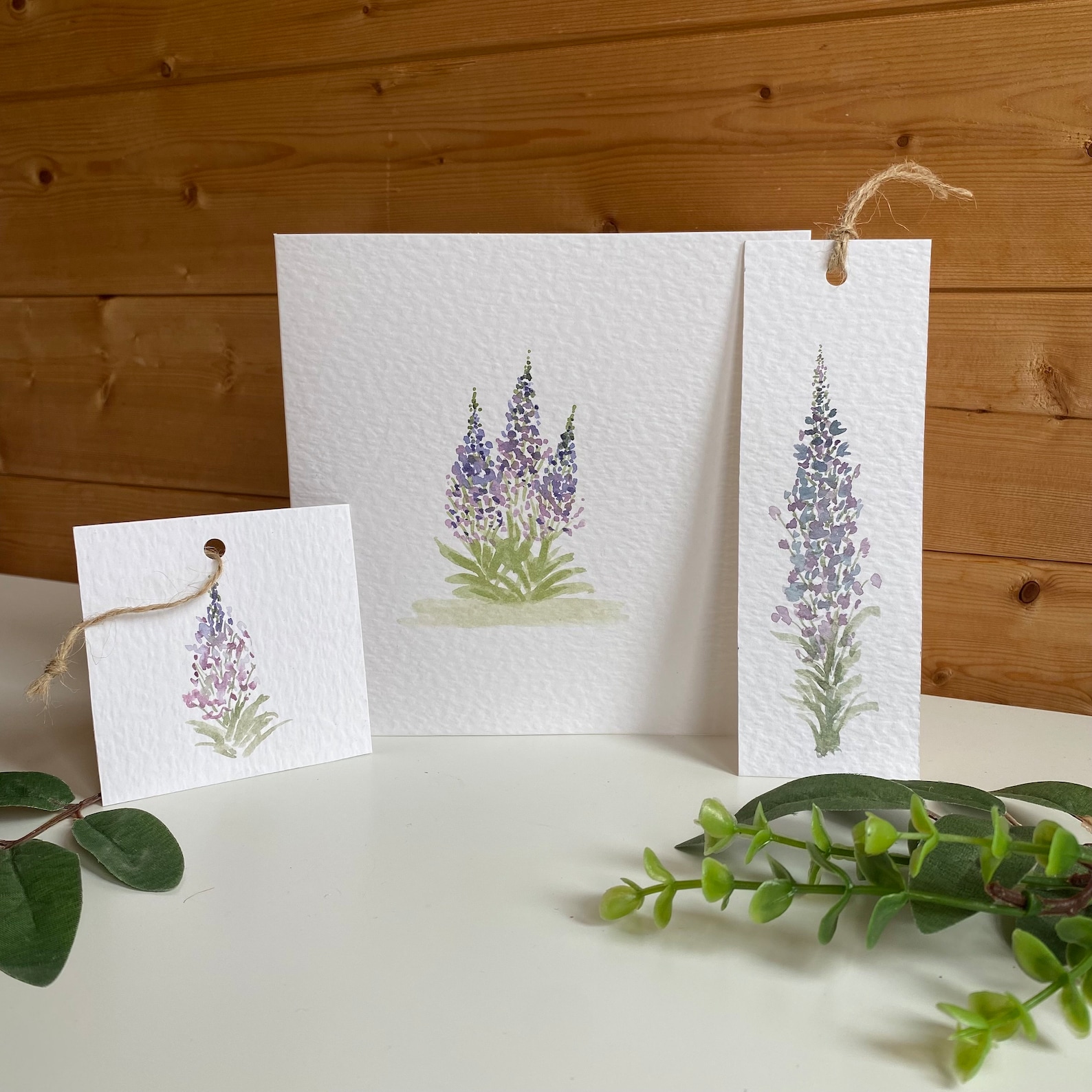 Birthday Card Gift Set, Bookmark Gift Tag With Purple Flowers, Gladiola ...