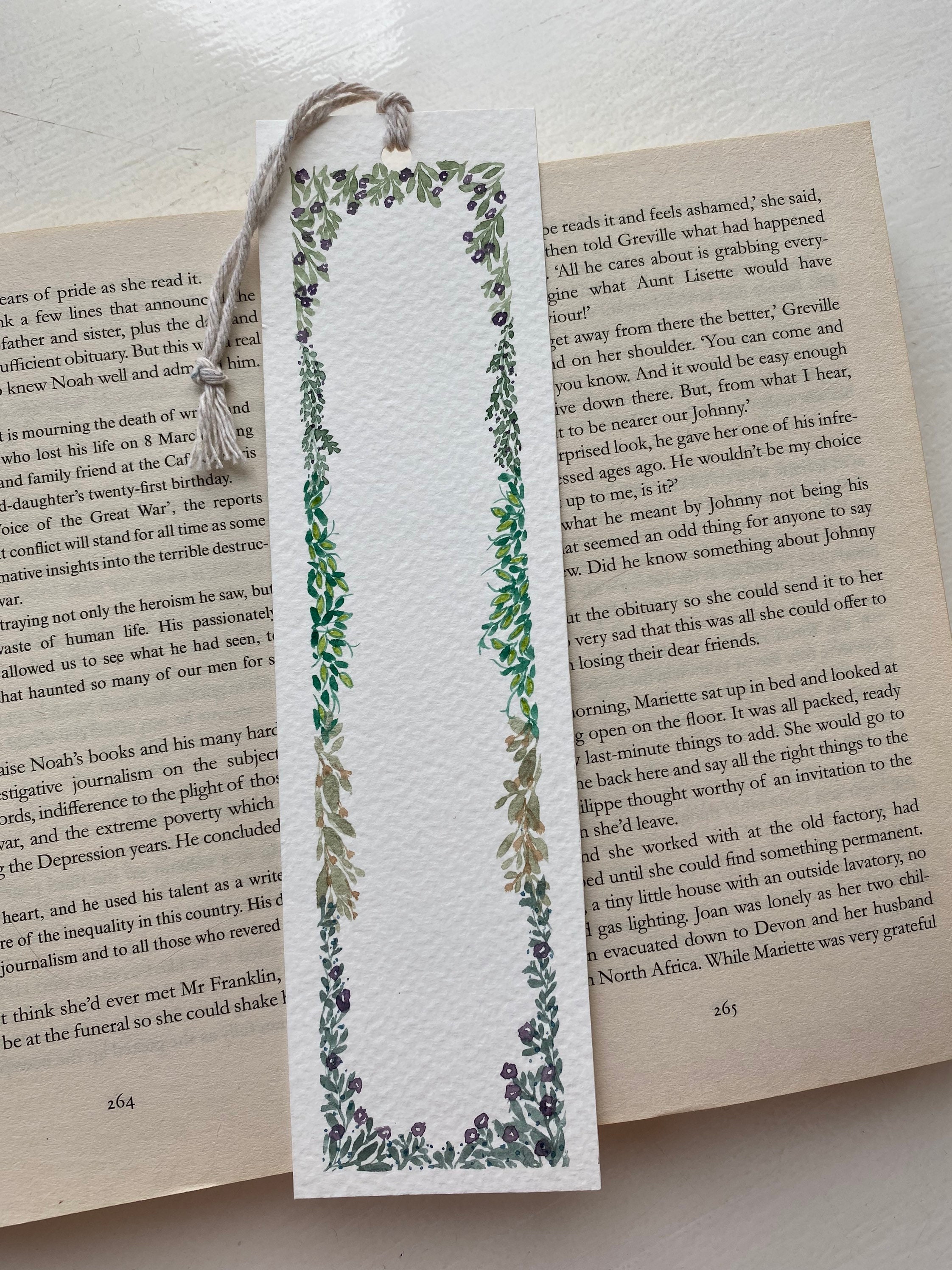 Hand Made Bookmark. Floral Border. Hand Painted. Small Gift. Gift for ...