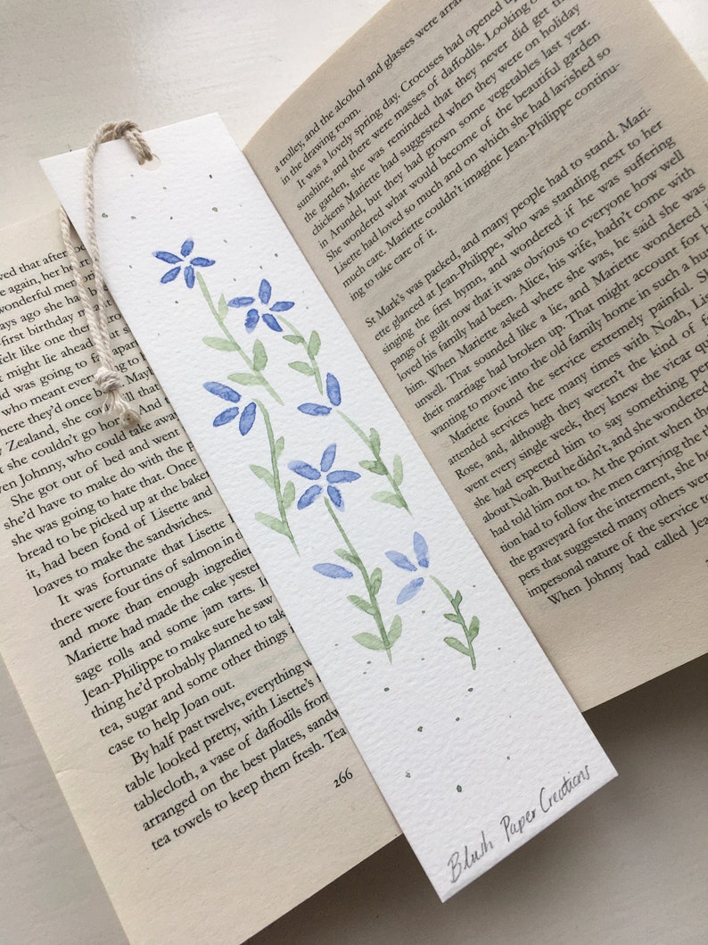 Bookmarks. Hand Made Bookmark Blue Floral Design - Etsy