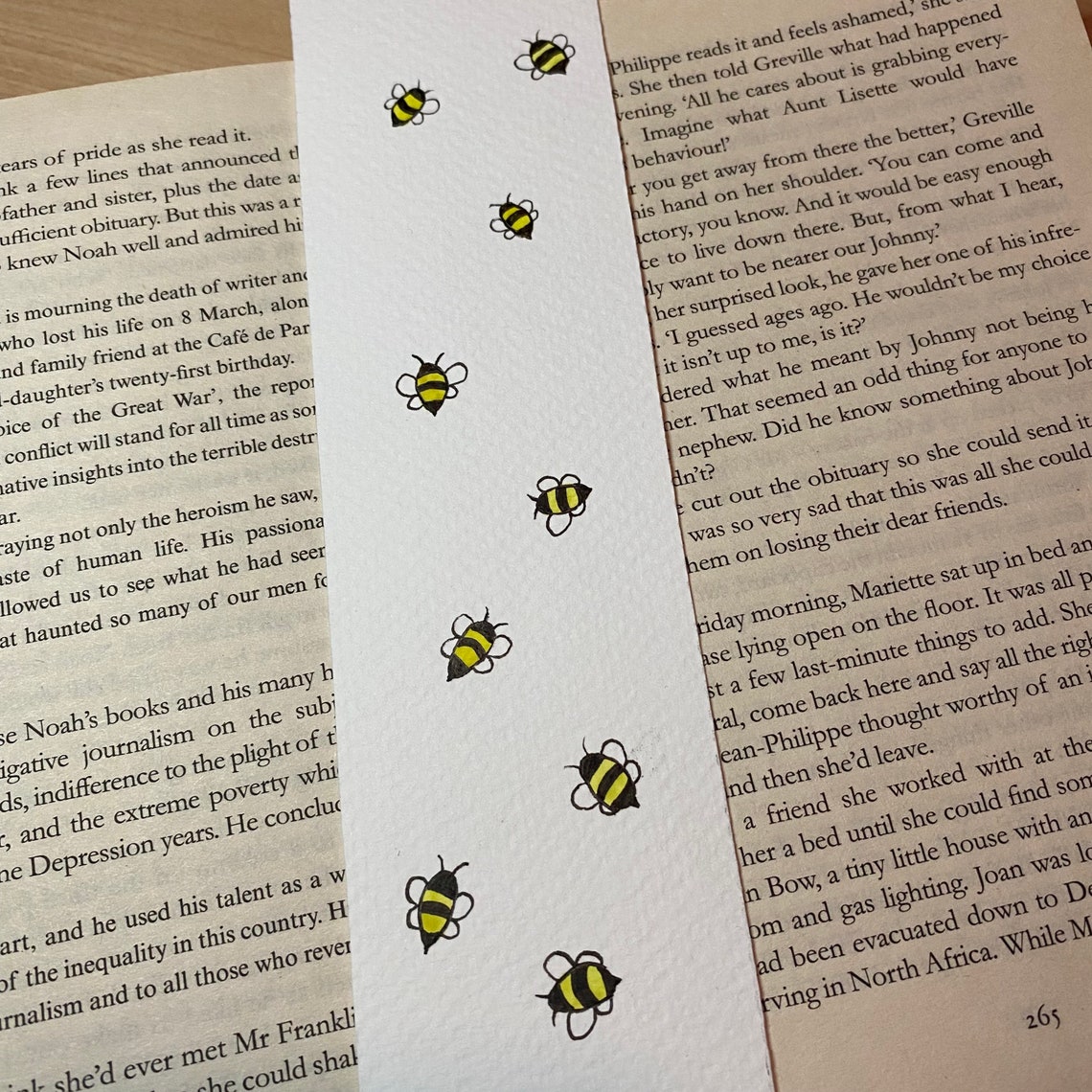 Bumble Bee Bookmark Hand Painted Watercolour, Hand Made. Gift Idea ...