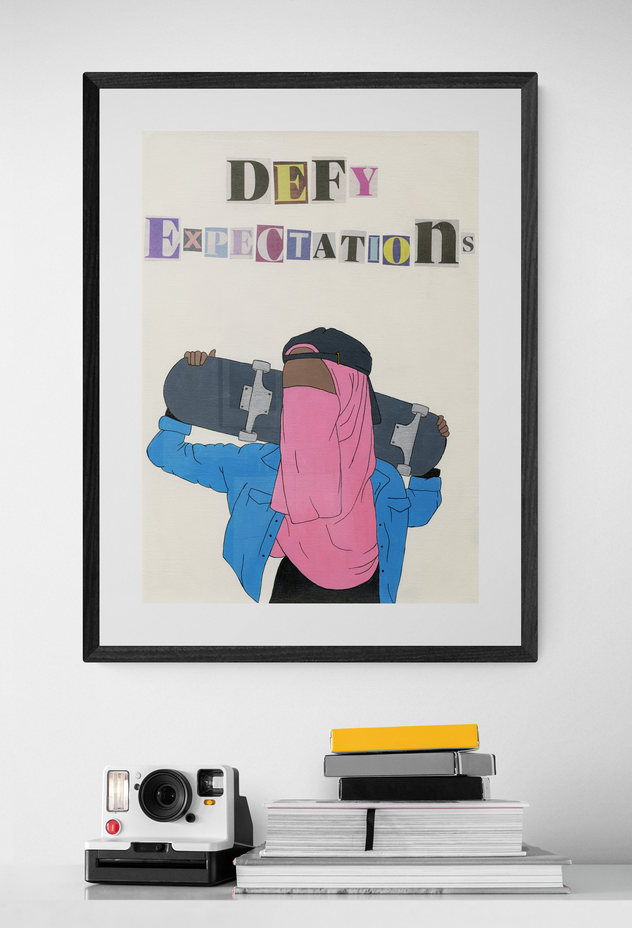 Defy Expectations | Hijabi Skateboarder Wall Art | Inclusive Art ...