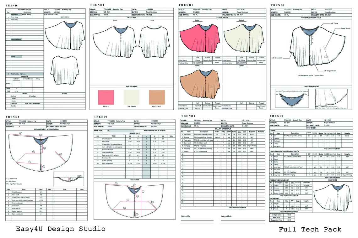 Complete Tech Pack Template for Garment Production Tech Pack for ...