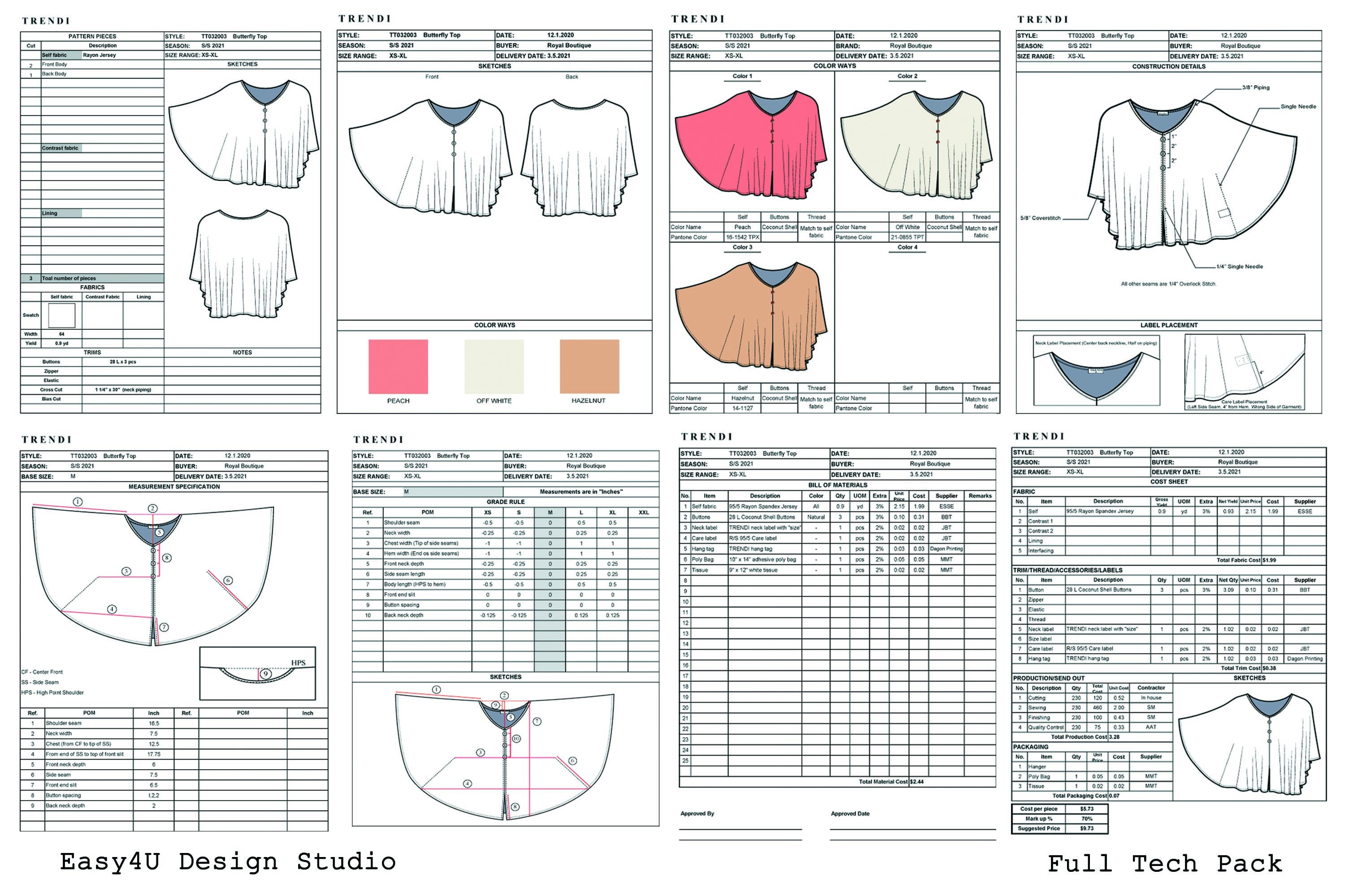Complete Tech Pack Template for Garment Production Tech Pack for ...