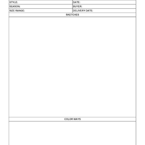 Cover Page Template for Tech Pack Garment Production for Clothing ...