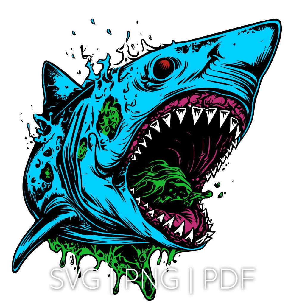 Zombie Shark SVG, T-shirt Print Vector, Halloween Digital File, Funny ...