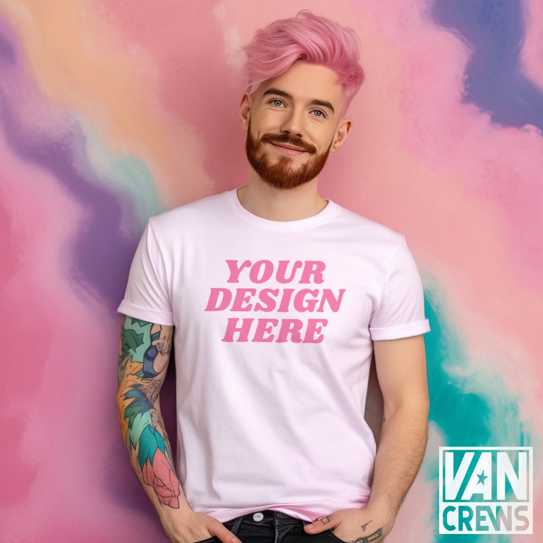 Rainbow Pride Shirt Mockup, White Plain Shirt Mockup, LGBTQ Rainbow ...