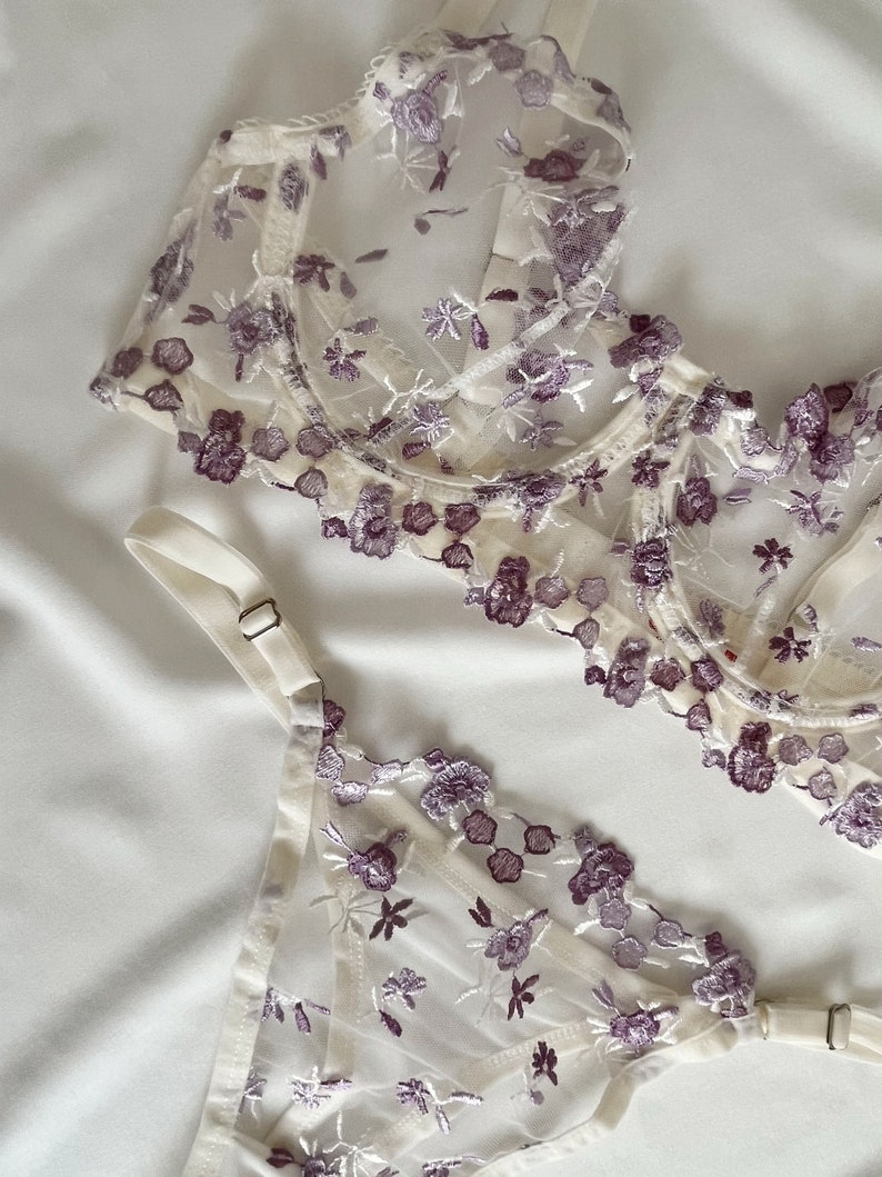 Lilac Transparent Bra Set - Etsy