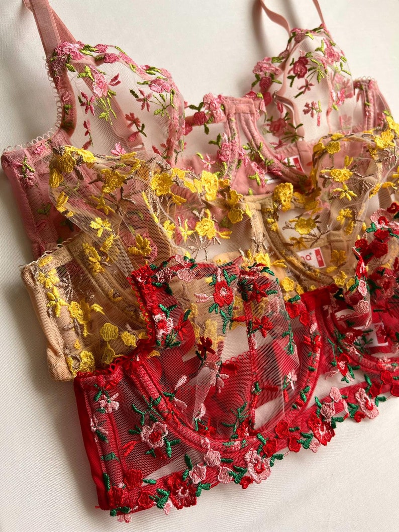 Red Charm Transparent Bra Set - Etsy
