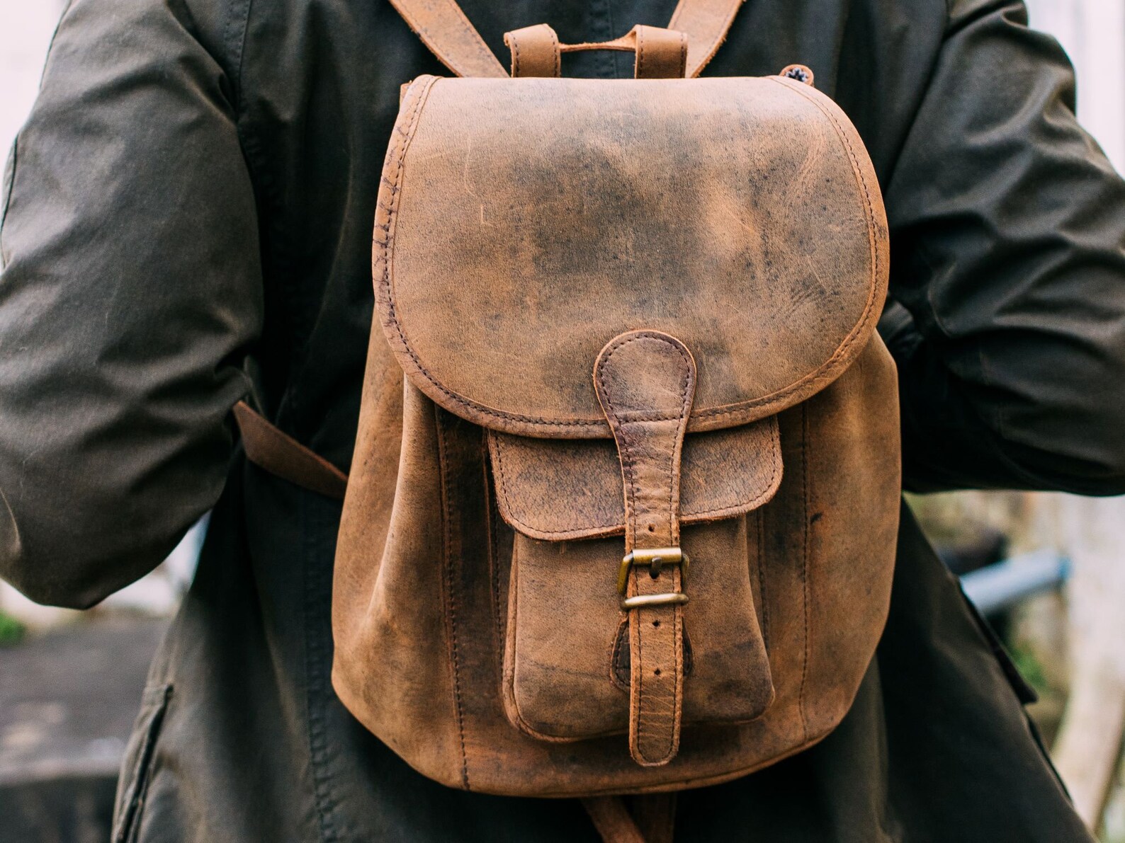 Small Boho Leather Backpack - Etsy UK