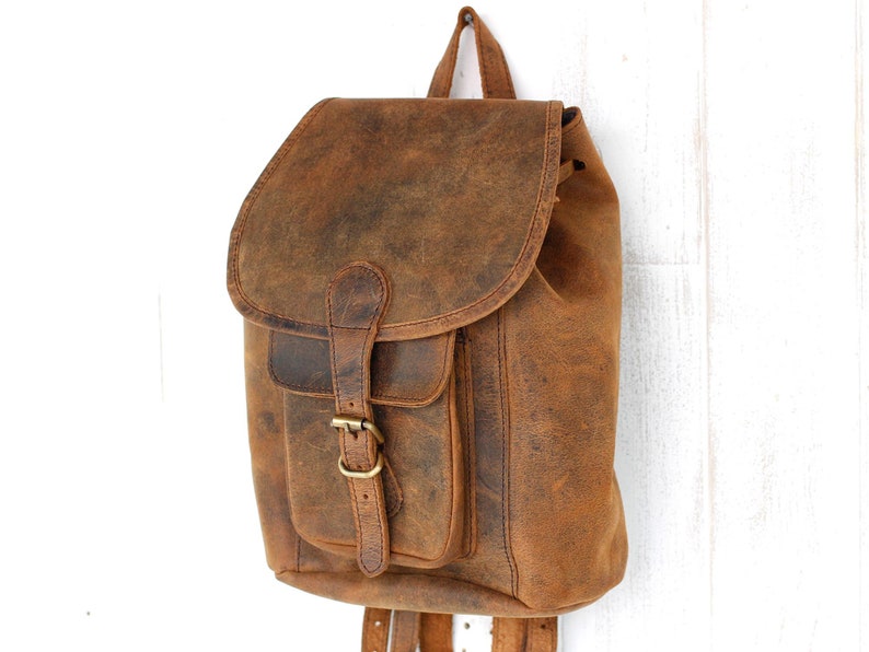 Small Boho Leather Backpack - Etsy UK