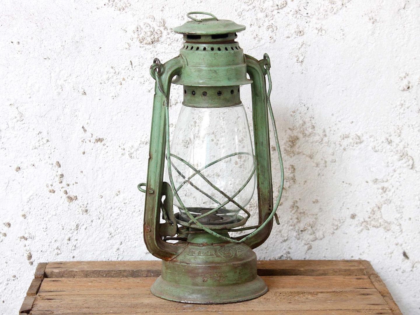 Green Vintage Storm Lamp - Etsy UK
