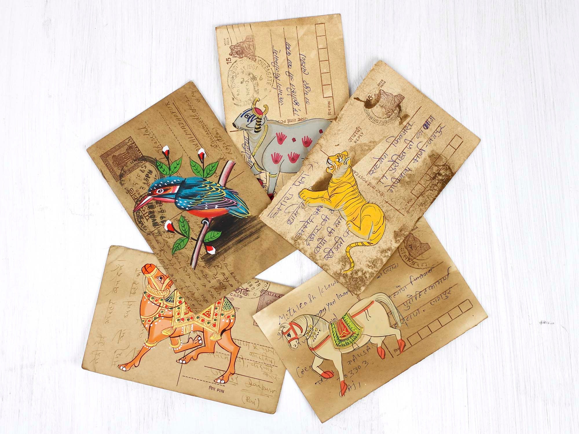 Mixed Set of 5 Hand Painted Vintage Indian Postcard | Etsy
