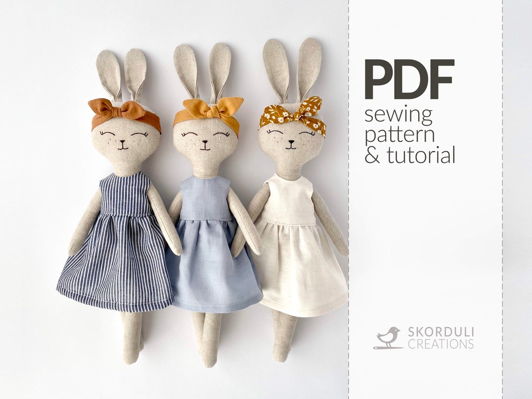 Bunny in Dress Sewing Pattern PDF and Tutorial, DIY Easter Bunny ...