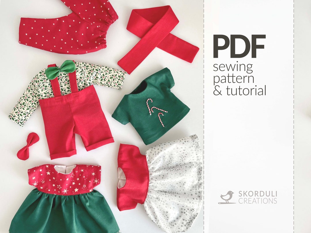 Doll Clothing Set PDF Sewing Pattern and Tutorial, Set of Clothes for ...