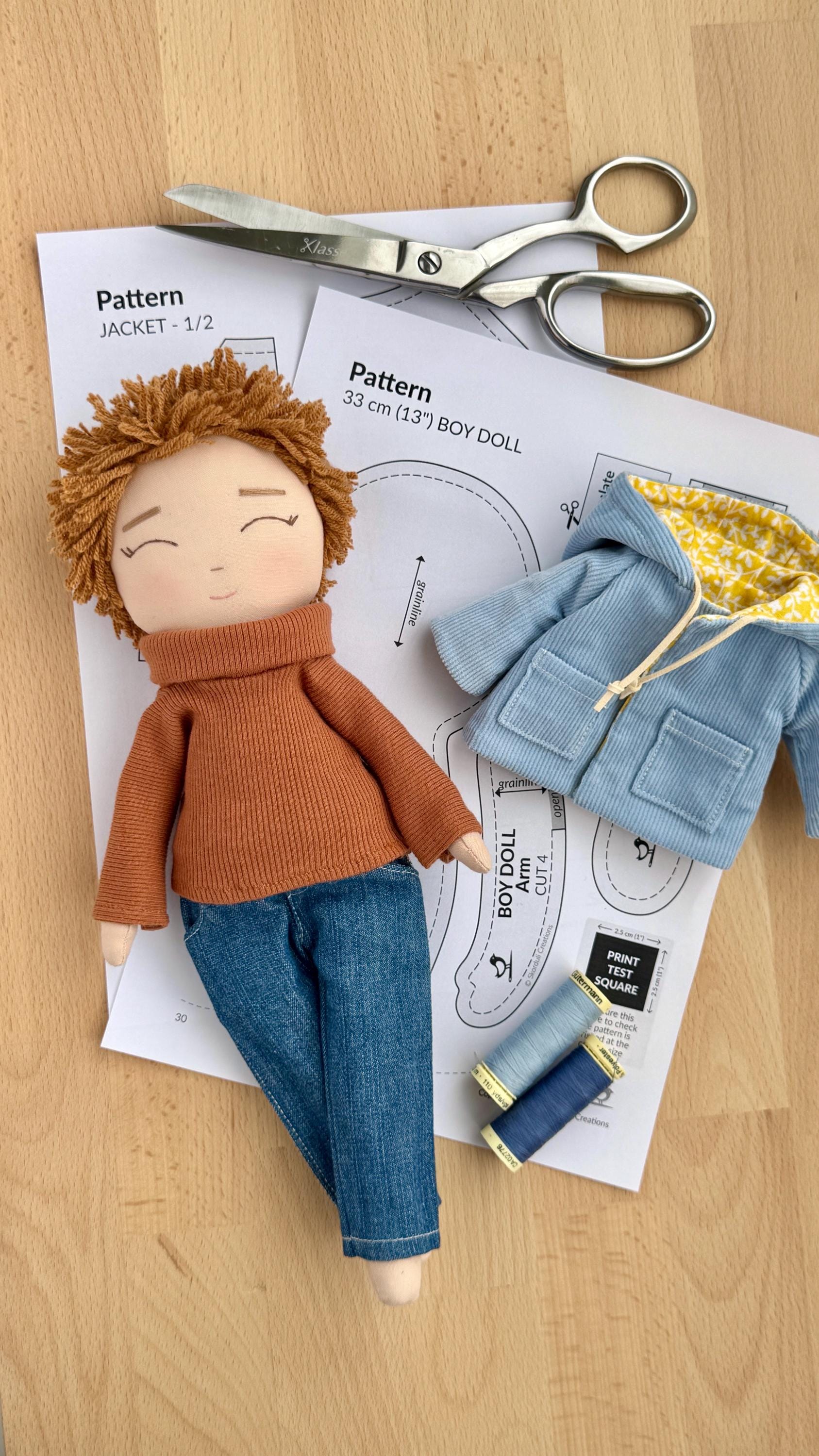 Boy Doll Sewing Pattern, 13 Inch Clothes and Accessories (PDF Pattern ...