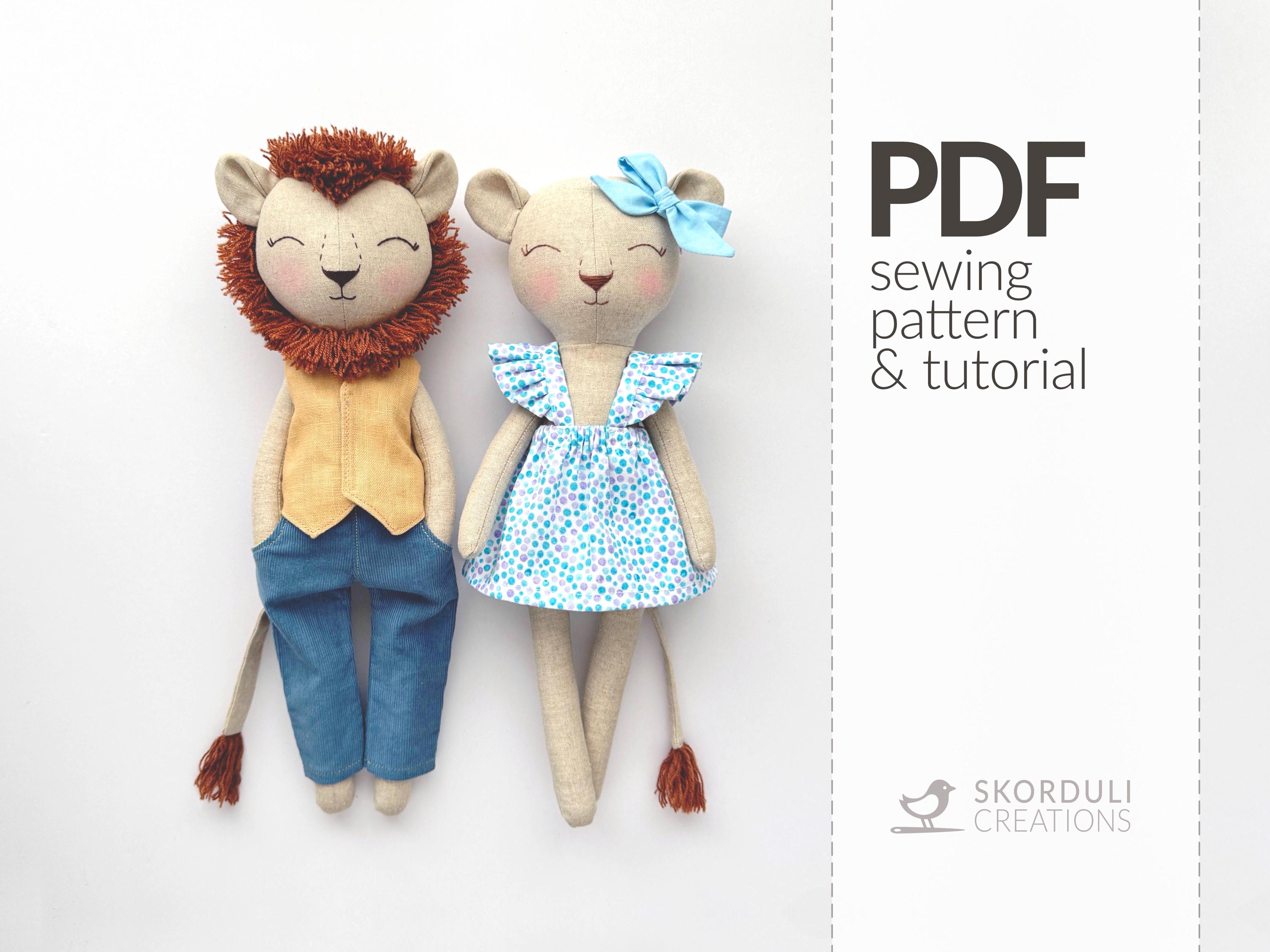 Lion and Lioness PDF Sewing Pattern and Tutorial - Etsy