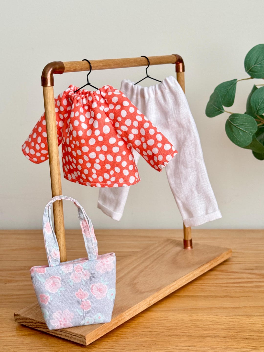 Handmade Doll Clothing Set: Polka Dot Blouse, Linen Trousers - Etsy