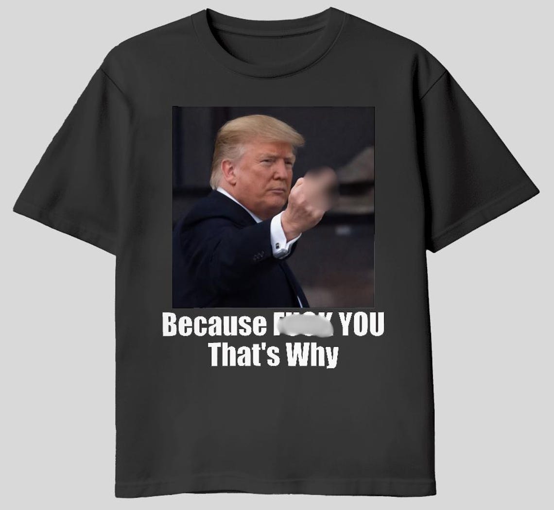 Donald Trump (FLIPPING OFF) Funny Bold Political Statement Graphic T ...