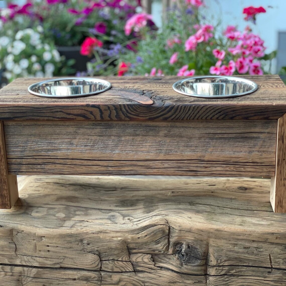 Reclaimed Barnwood Dog & Cat Bowl Stand Toy Breed-small Dog - Etsy
