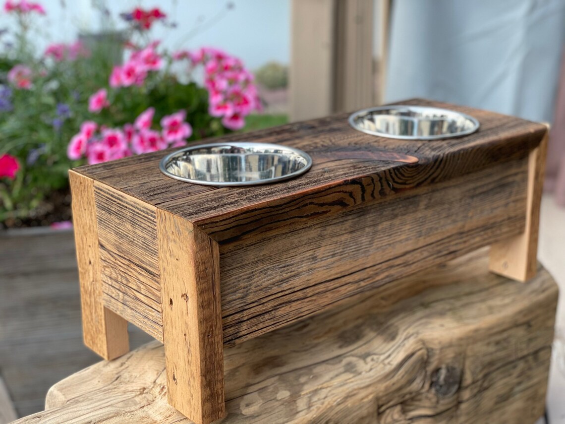 Reclaimed Barnwood Dog & Cat Bowl Stand Toy Breed-small Dog - Etsy