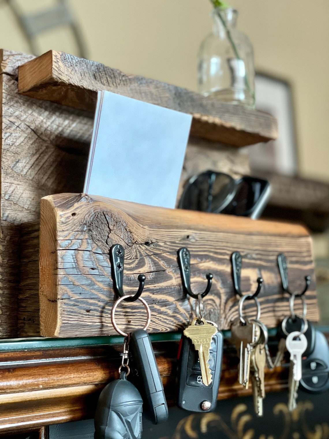 Reclaimed Barnwood key rack & organizer. Dog leash holder | Etsy