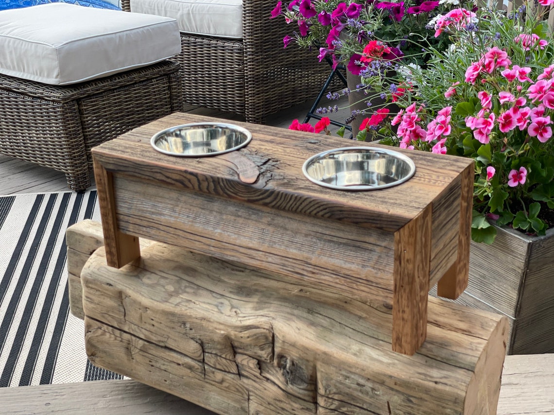 Reclaimed Barnwood Dog & Cat Bowl Stand Toy Breed-small Dog - Etsy