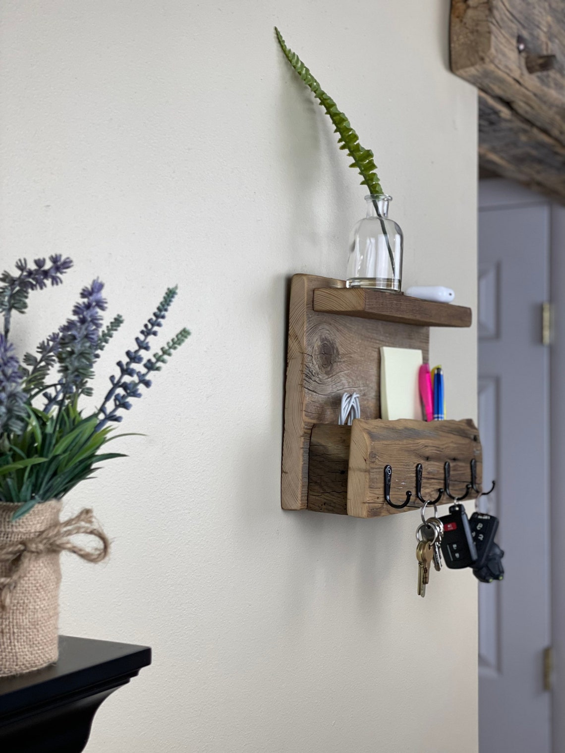 Reclaimed Barnwood Key Rack & Organizer. Entryway Organization - Etsy