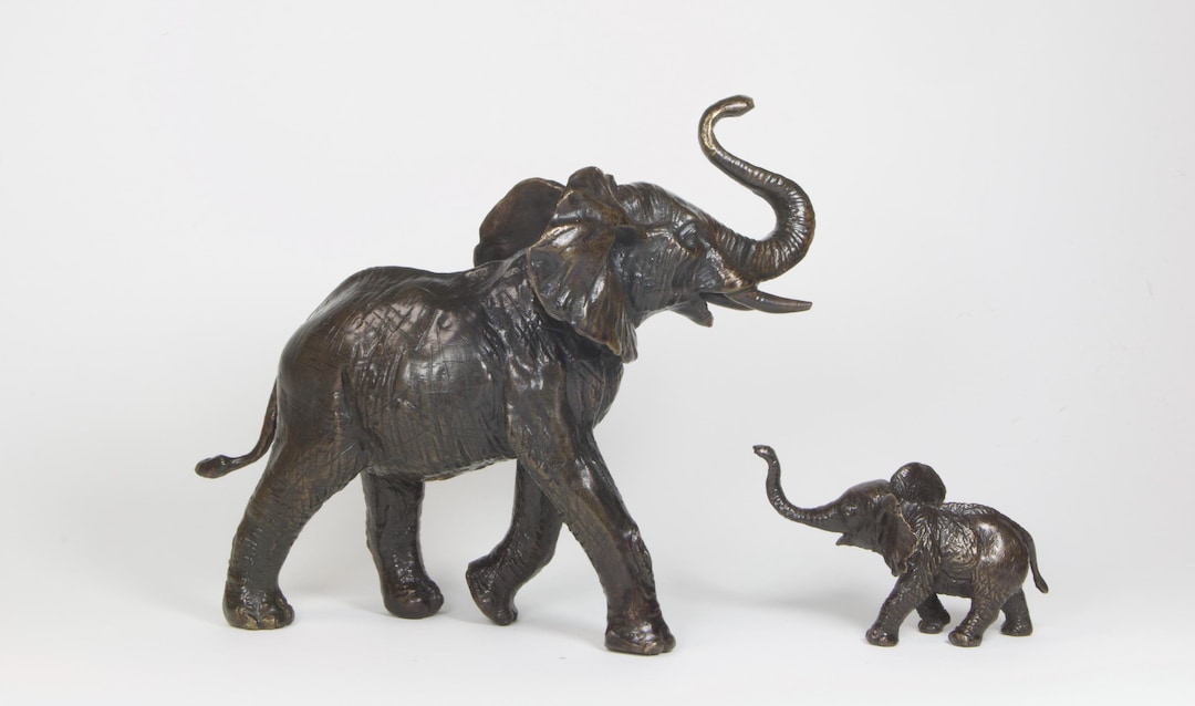 Solid Bronze African Elephant & Calf Lt Edition Steve Langford - Etsy